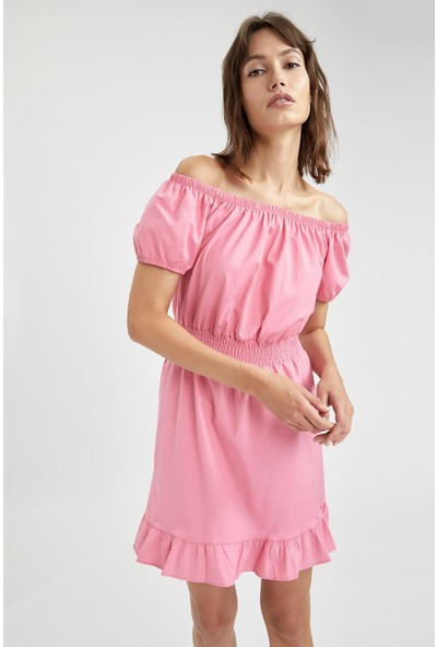 DeFacto Volan Detaylı Carmen Yaka Beli Büzgülü Mini Elbise U8750AZ21SM DeFacto Volan Detaylı Carmen Yaka Beli Büzgülü Mini Elbise U8750AZ21SM