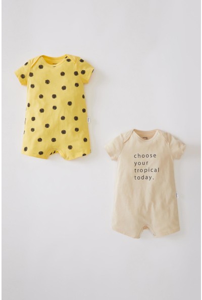 Defacto Unisex Desenli Pamuklu Kısa Kollu 2'li Kısa Tulum U7937A221SM