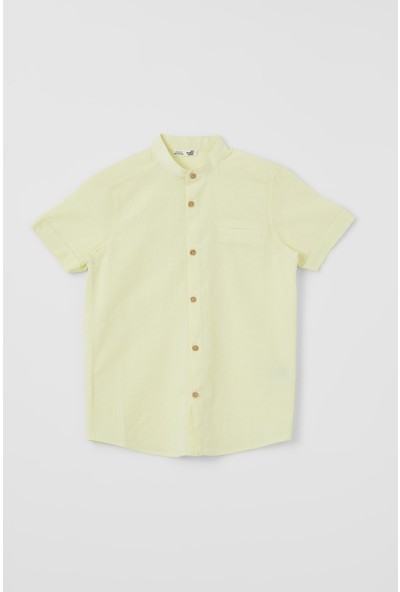 Defacto Erkek Çocuk Hakim Yaka Keten Görünümlü Kısa Kol Gömlek U0650A621SM