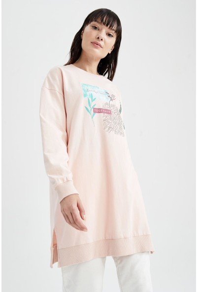 DeFacto Çiçek Baskılı Relax Fit Sweat Tunik U7127AZ21SM