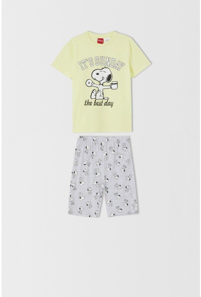 Defacto Erkek Çocuk Snoopy Lisanslı Kısa Kollu Pijama Takımı U6518A621SM