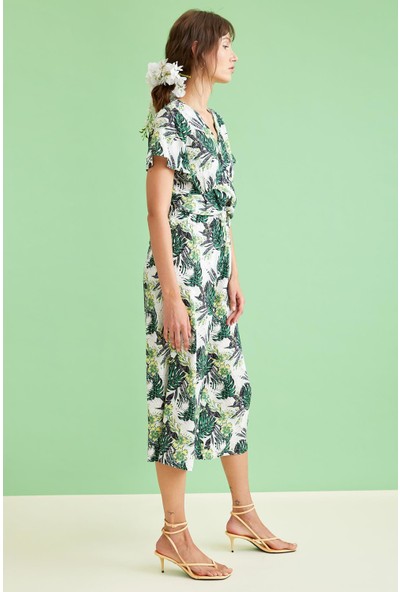 Defacto Tropik Desenli Elastik Belli Palazzo Kapri Pantolon U3555AZ21SM Defacto Tropik Desenli Elastik Belli Palazzo Kapri Pantolon U3555AZ21SM