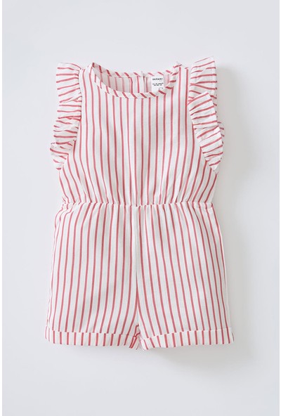 DeFacto Kız Bebek Çizgili Kolsuz Fırfırlı Kısa Tulum U9158A221SM