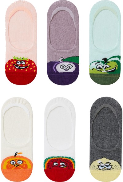 Bross 6'lı Eğlenceli Meyve Desenli Babet Çocuk Çorabı