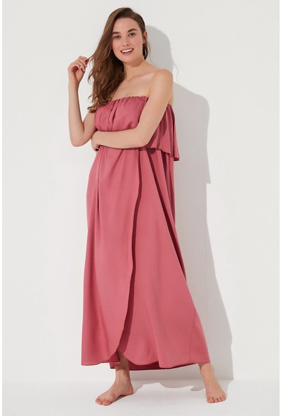 Gül Kurusu Ruffled Elbise