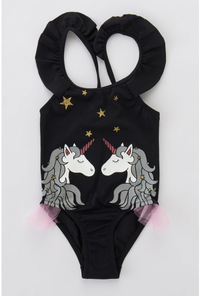 Siyah Kız Çocuk Bg Unicorn Mayo