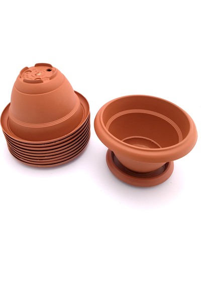 Ünal Kaktüs 18 cm Plastik Saksı Tabaklı 10'lu Ünal Kaktüs 18 cm Plastik Saksı Tabaklı 10'lu