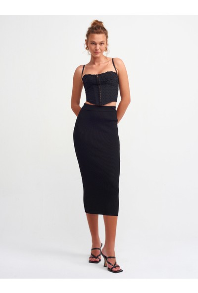 Dilvin 1069 Fitilli Etek-Siyah