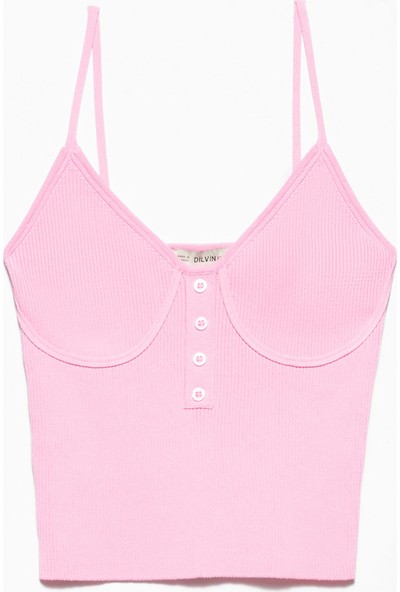 Dilvin 1089 Önü Süs Patlı Triko Atlet-Pembe Dilvin 1089 Önü Süs Patlı Triko Atlet-Pembe