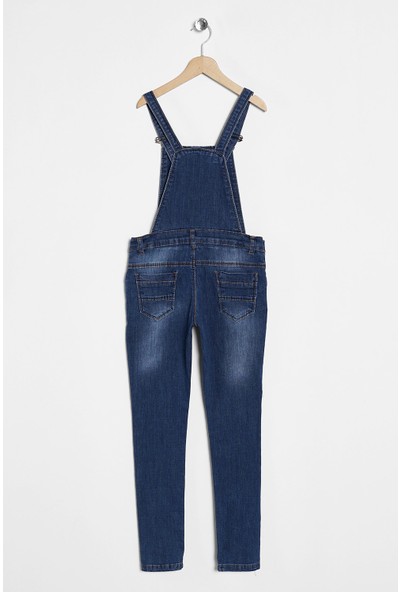 Zepkids Erkek Çocuk Pantolon Salopet Nakışlı Yırtıklı 5-12 Yaş