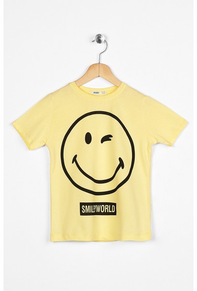 Zepkids Erkek Çocuk T-Shirt Gülen Yüz Baskılı