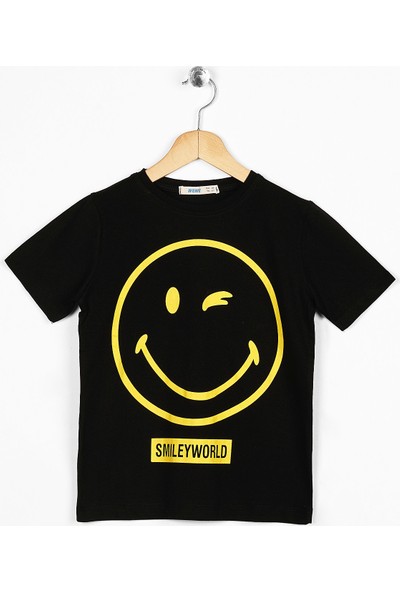 Zepkids Erkek Çocuk T-Shirt Gülen Yüz Baskılı