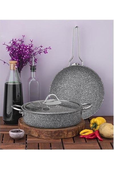 Taç Ultra Klasik 2li Granit Tencere & Tava Seti