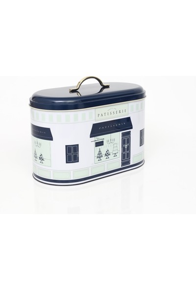 Evle Patisserie Desenli Metal Ekmek Sepeti 11 lt - Lacivert