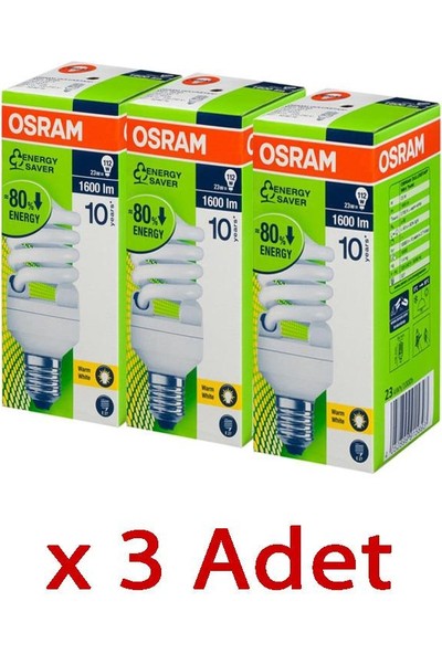 Osram Mini Twist 23W (112W) Ekonomik Ampul Sarı Işık (3 Adet) Kompak Floresan Ampul E27 Duy Osram Mini Twist 23W (112W) Ekonomik Ampul Sarı Işık (3 Adet) Kompak Floresan Ampul E27 Duy