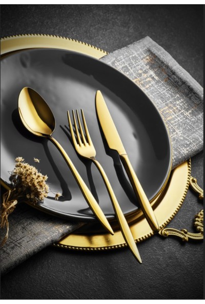 Dilay Çelik Cemre Gold 60 Parça Çatal Kaşık Takımı Kutulu