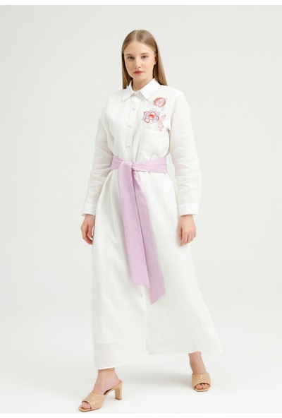 Melike Enis Kuşaklı Keten Gömlek