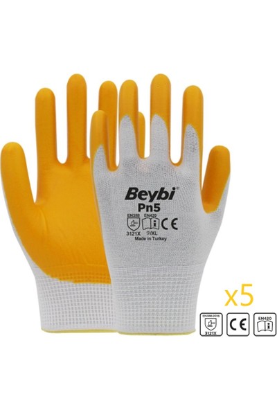 Beybi Liber Pazarlama Beybi Pn5 Nitril Naylon Eldiven No:10 5'li Paket
