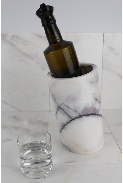 Evalorn Beyaz Leylak %100 Mermer Şaraplık Sunum ve Soğutucu Açılı 230MMX120MM