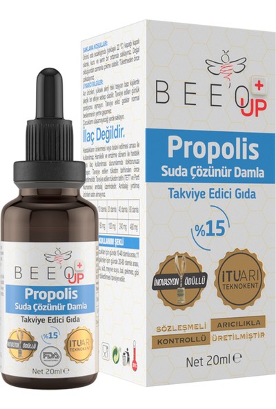 Bee'O Up %15 Propolis İçeren Suda Çözünür Damla 20ML Bee'O Up %15 Propolis İçeren Suda Çözünür Damla 20ML