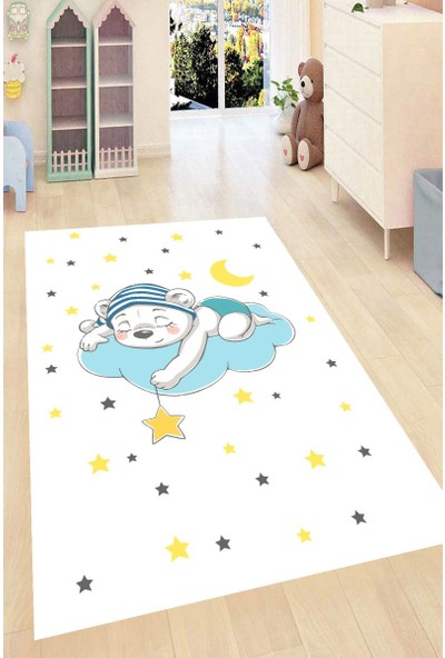 Resmiro Uyku Tasarımlı Lastikli Yıkanabilir Dijital Baskı Halı Örtüsü