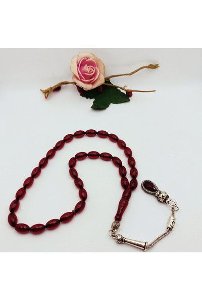 Bay Hediye Bordo Ateş Kehribar Tesbih 30 cm