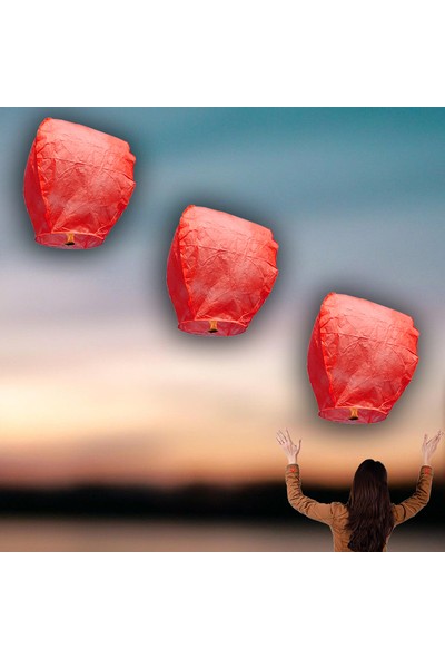 Dilek Feneri Dilek Balonu Kırmızı 3 Adet