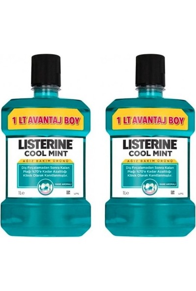 Listerine Ağız Bakım Suyu Cool Mint 1000 ml x 2 Adet Listerine Ağız Bakım Suyu Cool Mint 1000 ml x 2 Adet