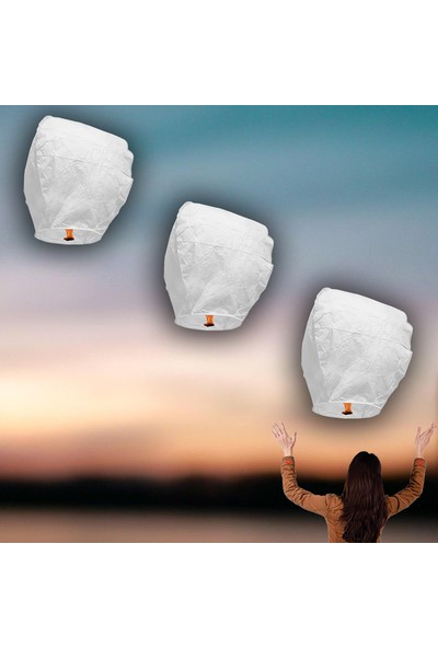 Süsle Bebek ve Parti Dilek Feneri, Dilek Balonu Beyaz - 3 Adet Süsle Bebek ve Parti Dilek Feneri, Dilek Balonu Beyaz - 3 Adet