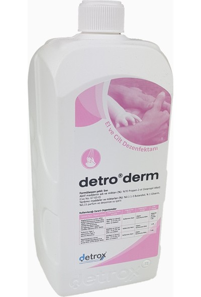 Detrox Detroderm El ve Cilt Dezenfektanı 1000 ml Detrox Detroderm El ve Cilt Dezenfektanı 1000 ml