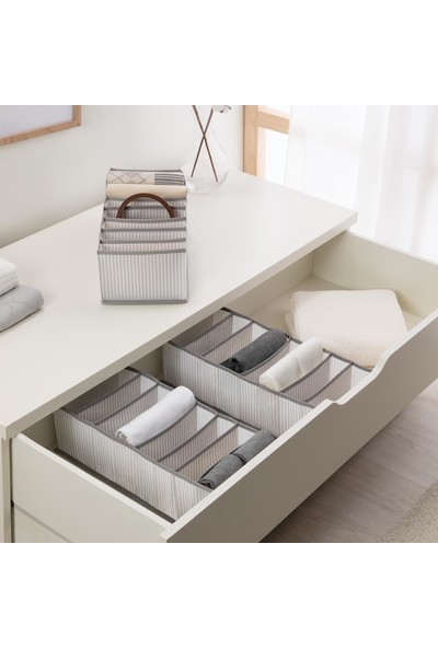 Ocean Home 3'lü 8 Bölmeli Gri Çizgili Çekmece Içi Düzenleyici