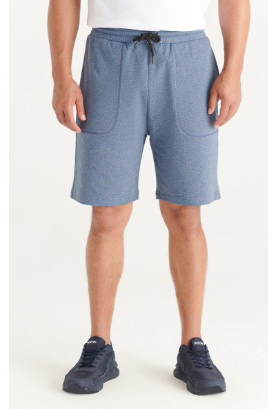 Avva Erkek Indigo Örme Düz Şort E003601