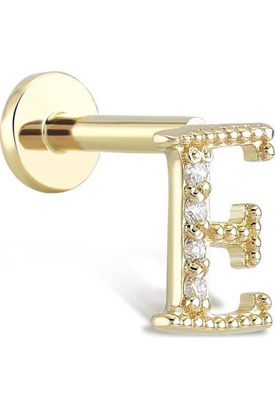 Piano Jewellery Pırlanta E Harfli Piercing 14 Ayar