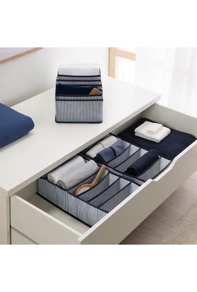 Ocean Home 3'lü 7 Bölmeli Lacivert Çizgili Çekmece Içi Düzenleyici