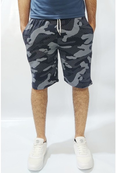 Mtstil Erkek Lacivert Kamuflaj Desen Şort