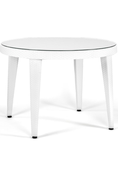 Tilia Osaka 110CM Cam Tablalı Yuvarlak Bahçe Rattan Masası