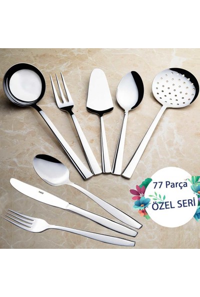 Nehir Sahra Sade 77 Parça Çatal Kaşık Bıçak Servis Takımı Özel Seri
