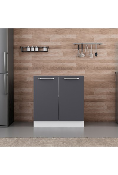 Minar Mutfak Alt Modül 2K1R 80 cm Dolap Beyaz Antrasit A1 Minar Mutfak Alt Modül 2K1R 80 cm Dolap Beyaz Antrasit A1