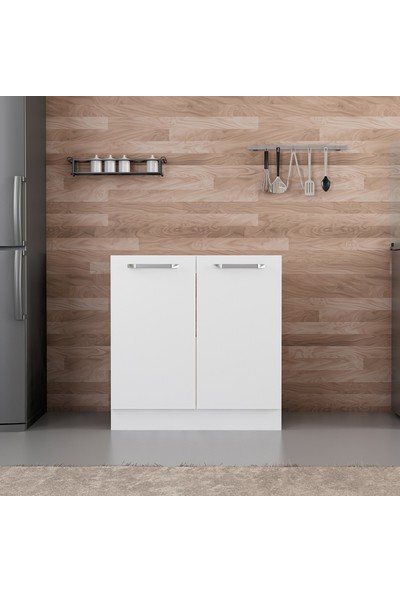 Minar Mutfak Alt Modül 2k 80 cm Evye Dolap Beyaz B1