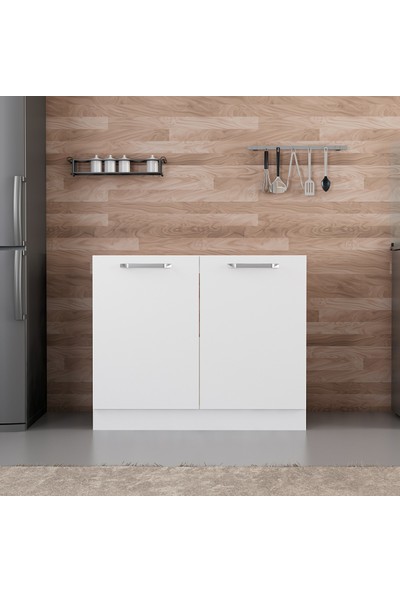 Minar Mutfak Alt Modül 2k 100 cm Evye Dolap Beyaz B1