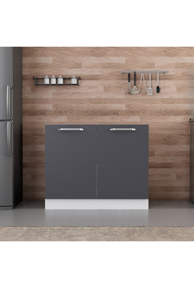 Minar Mutfak Alt Modül 2k 100 cm Evye Dolap Beyaz Antrasit A1 Minar Mutfak Alt Modül 2k 100 cm Evye Dolap Beyaz Antrasit A1
