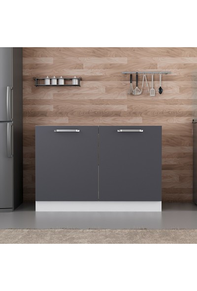 Minar Mutfak Alt Modül 2k 120 cm Evye Dolap Beyaz Antrasit A1 Minar Mutfak Alt Modül 2k 120 cm Evye Dolap Beyaz Antrasit A1