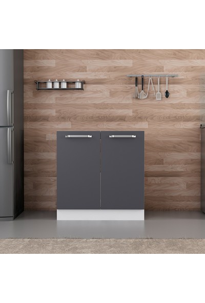 Minar Mutfak Alt Modül 2k 80CM Evye Dolap Beyaz/antrasit - A1 Minar Mutfak Alt Modül 2k 80CM Evye Dolap Beyaz/antrasit - A1
