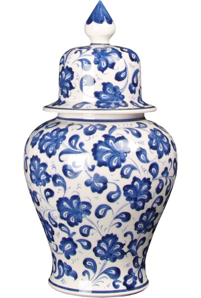 Qdec Bleu Blanc Şah Vazo Lotus