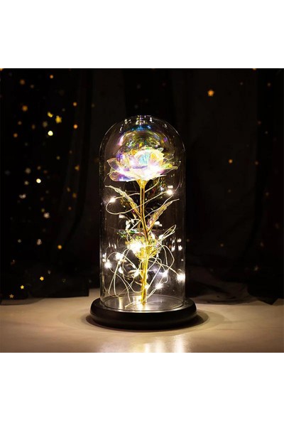 Hediyesahibi Dekoratif Fosforlu Gül Tasarımlı LED Işıklı Cam Fanus 22CM*11CM Hediyesahibi Dekoratif Fosforlu Gül Tasarımlı LED Işıklı Cam Fanus 22CM*11CM