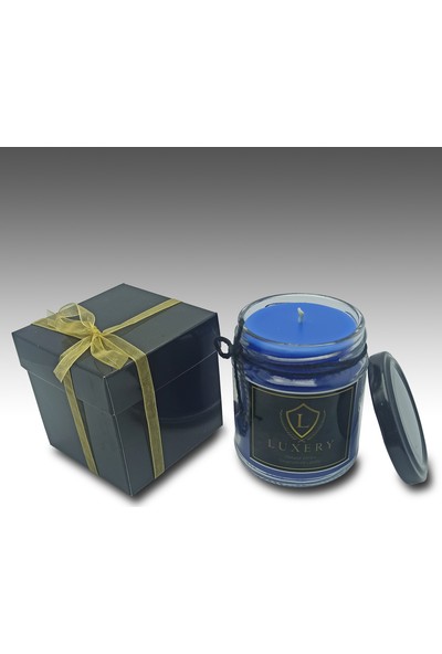 Luxery Candle Okyanus Kokulu Kavanoz Mum Mavi Renkli