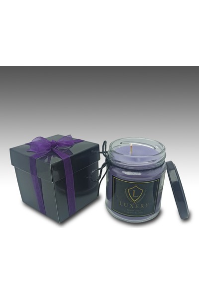 Luxery Candle Hindistan Cevizi Kokulu Kavanoz Mum Mor Renkli