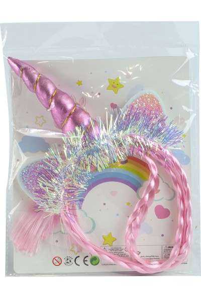 Mega Unicorn Örgü Saçlı Taç