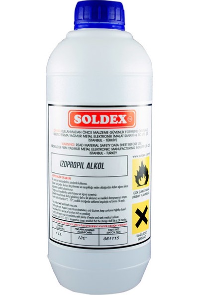 Soldex (Ipa) Izopropil Alkol 1 Lt %99,9 Saf - Flux Atığı Temizleme, Inceltme (Sanayi Tip), Isopropyl Alcol Soldex (Ipa) Izopropil Alkol 1 Lt %99,9 Saf - Flux Atığı Temizleme, Inceltme (Sanayi Tip), Isopropyl Alcol