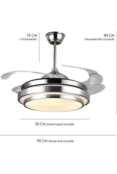 END Açılır Kapanır Kanatlı Aydınlatmalı Tavan Vantilatörü